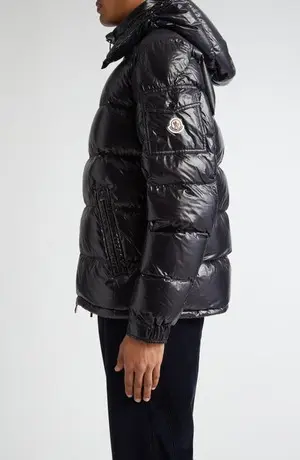 Moncler Maya Lacquered Nylon Down Jacket - Black/black
