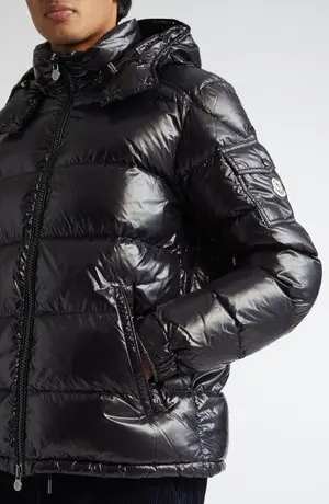 Moncler Maya Lacquered Nylon Down Jacket - Black/black