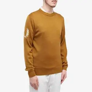 Fred Perry Intarsia Laurel Wreath Crew Neck Knit