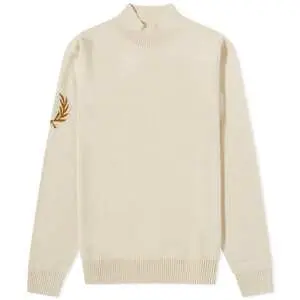 Fred Perry Intarsia Laurel Wreath Mock Neck Knit