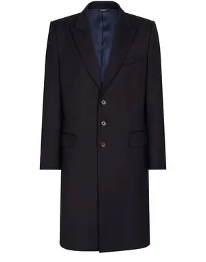 Dolce & Gabbana Dolce & Gabbana Single-Breasted Technical Stretch Wool Coat - Blue