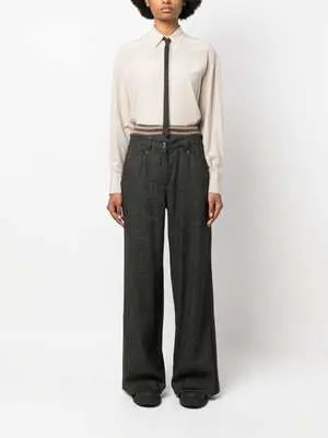 Brunello Cucinelli Beaded-tie Silk Shirt