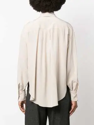 Brunello Cucinelli Beaded-tie Silk Shirt