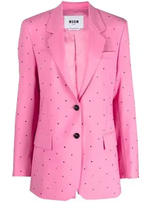 MSGM Crystal-embellished Single-breasted Blazer - Pink