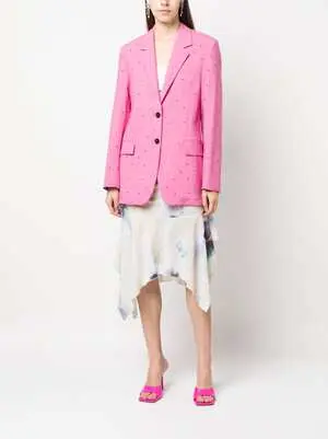 MSGM Crystal-embellished Single-breasted Blazer - Pink