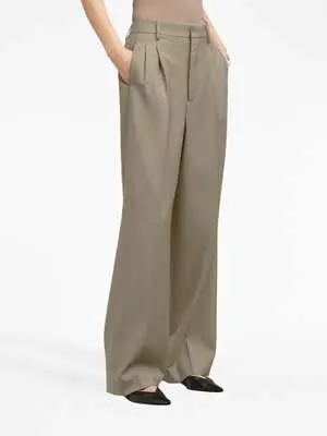 AMI Paris High-waisted Pleated Wool Trousers - Neutrals