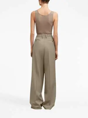 AMI Paris High-waisted Pleated Wool Trousers - Neutrals
