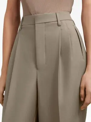 AMI Paris High-waisted Pleated Wool Trousers - Neutrals