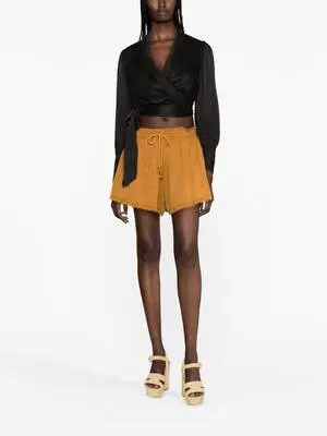 Zimmermann Cropped Silk Wrap Top - Black