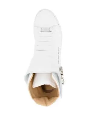 Philipp Plein Crystal Embellished Leather High-top Sneakers