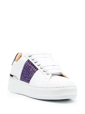 Philipp Plein Crystal-embellished Leather Low-top Sneakers