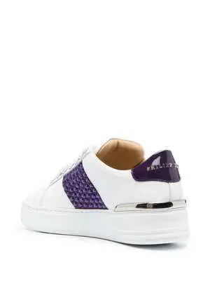 Philipp Plein Crystal-embellished Leather Low-top Sneakers