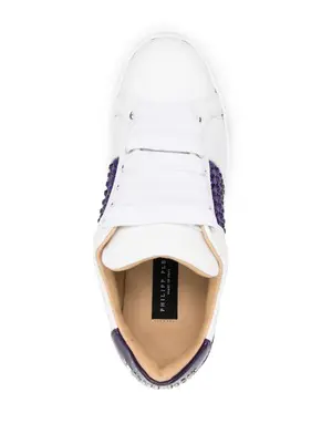 Philipp Plein Crystal-embellished Leather Low-top Sneakers
