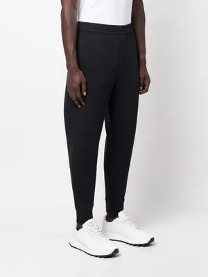 Emporio Armani Logo-embroidered Stretch-cotton Track Pants - Blue