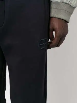 Emporio Armani Logo-embroidered Stretch-cotton Track Pants - Blue