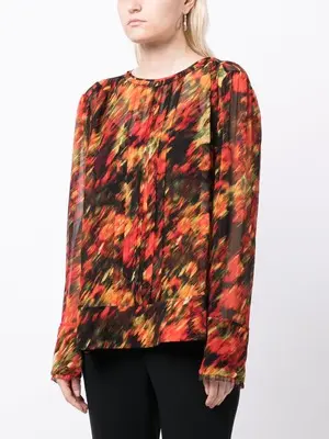 3.1 Phillip Lim Abstract-print Semi-sheer Blouse
