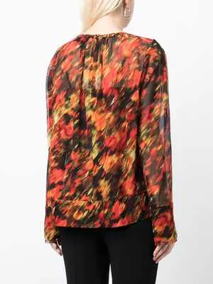 3.1 Phillip Lim Abstract-print Semi-sheer Blouse