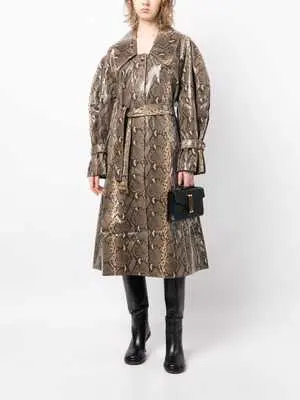 REJINA PYO Snake-print Belted Coat