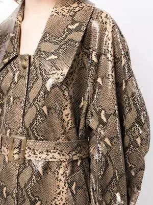 REJINA PYO Snake-print Belted Coat