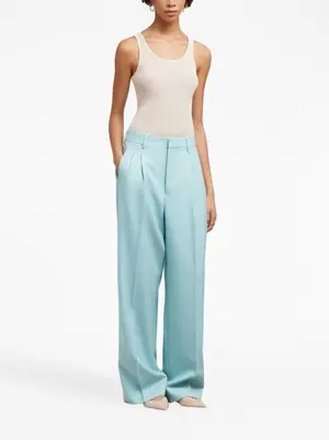 AMI Paris High-waisted Pleated Wool Trousers - Blue