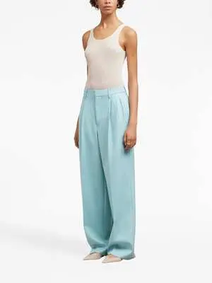 AMI Paris High-waisted Pleated Wool Trousers - Blue
