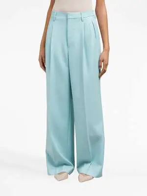 AMI Paris High-waisted Pleated Wool Trousers - Blue