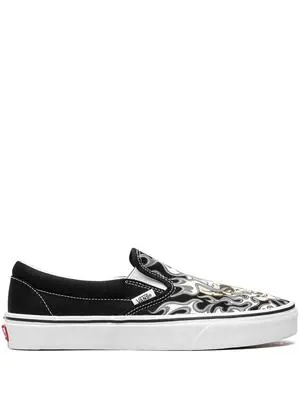 VANS Classic Slip-on Flame Skull Sneakers - Black