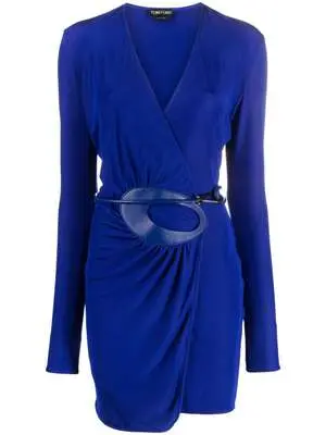 TOM FORD Ruched Detail Mini Dress - Blue