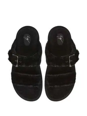 GIUSEPPE ZANOTTI Furry Sheepskin Slides