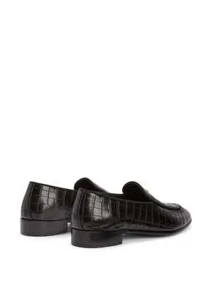 GIUSEPPE ZANOTTI Rudolph Embossed Crocodile Loafers - Black