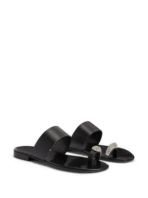 GIUSEPPE ZANOTTI Norbert Leather Toe-loop Sandals - Black