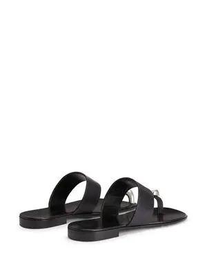 GIUSEPPE ZANOTTI Norbert Leather Toe-loop Sandals - Black