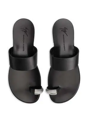 GIUSEPPE ZANOTTI Norbert Leather Toe-loop Sandals - Black
