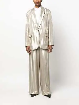 Brunello Cucinelli Wide-leg Metallic-effect Trousers