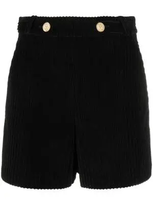 Red Valentino High-waisted Corduroy Cotton Shorts - Black