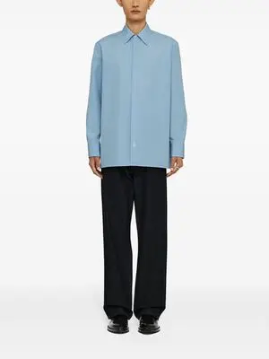 JIL SANDER Logo-embroidered Pinstripe Shirt - Blue