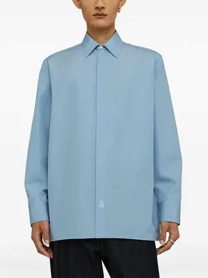 JIL SANDER Logo-embroidered Pinstripe Shirt - Blue