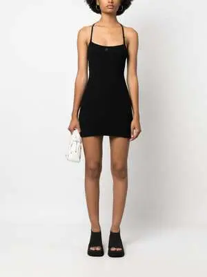 COURREGES Logo-patch Ribbed-knit Mini Dress