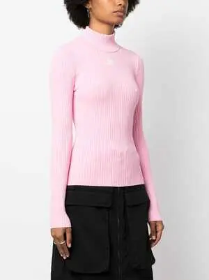 COURREGES Logo-patch Ribbed-knit Jumper - Pink