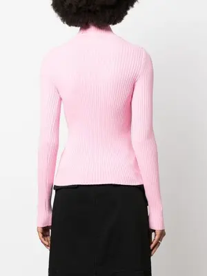 COURREGES Logo-patch Ribbed-knit Jumper - Pink