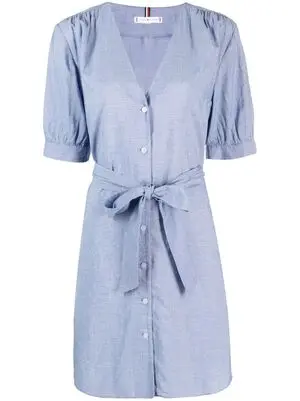 Tommy Hilfiger Striped Belted Shirt Dress - White