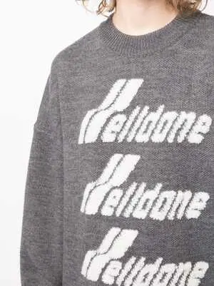 We11Done Intarsia-knit Logo Jumper - Grey