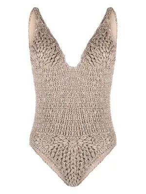 Brunello Cucinelli Crochet-knit U-neck Swimsuit