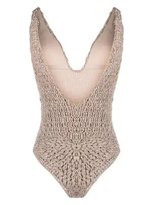 Brunello Cucinelli Crochet-knit U-neck Swimsuit