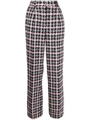 MSGM High-waisted Tweed Trousers - Black