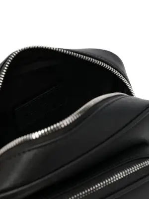 Emporio Armani Logo-plaque Leather Messenger Bag - Black