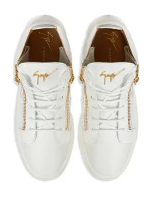 GIUSEPPE ZANOTTI Kriss Mid-top Leather Sneakers - White