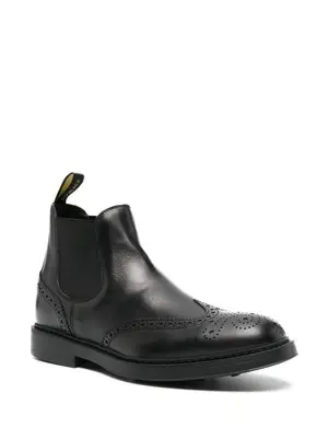 DOUCAL'S Perforated Leather Ankle Boots - Black