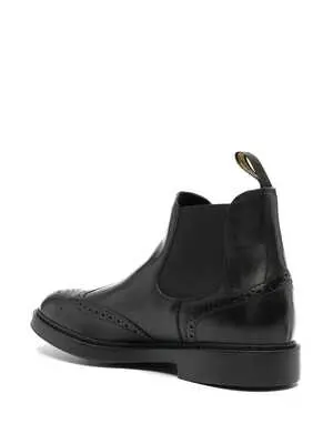 DOUCAL'S Perforated Leather Ankle Boots - Black