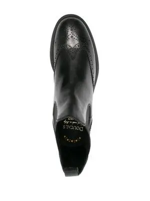 DOUCAL'S Perforated Leather Ankle Boots - Black